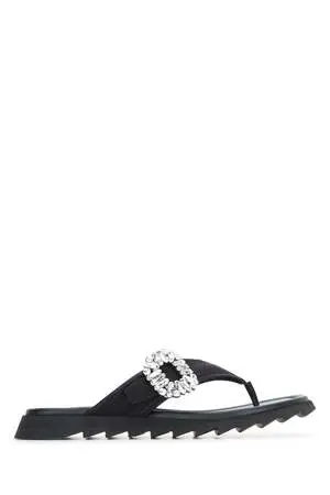 ROGER VIVIER Slidy Flip Flat Embellished Thong Sandals - Multicolor