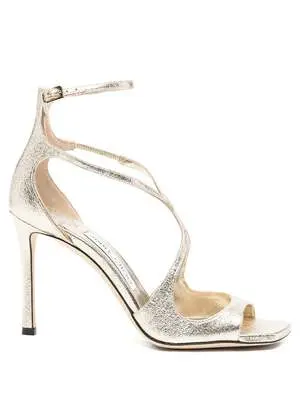 JIMMY CHOO Azia 95 Platinum Brilliance Fabric Sandals - Silver