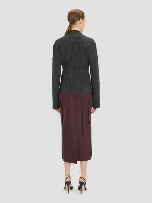 Victoria Beckham Ribbed Merino Wool Jumper - Gray