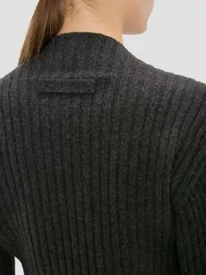 Victoria Beckham Ribbed Merino Wool Jumper - Gray