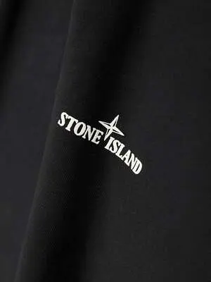 Stone Island Cotton Fleece Crewneck Sweatshirt With Desert Print - Black