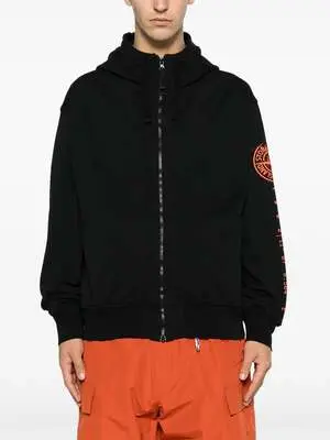 Stone Island Oversized-fit Zip-up Sweatshirt With `vertical Placement` Print