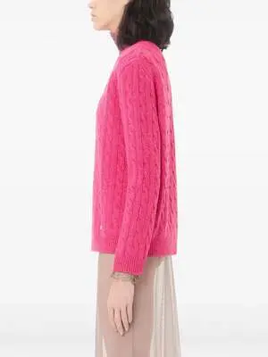 Valentino Garavani Wool Mouliné Cable-knit Crew Neck Sweater - Multicolor