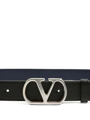 Valentino Garavani Vlogo Signature Shiny Leather Belt - Black