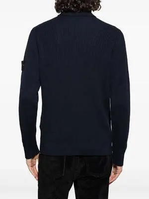 Stone Island Wool Ribbed Turtleneck Sweater - Blue