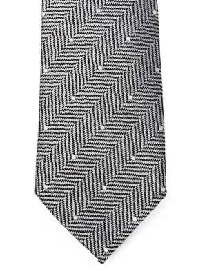 TOM FORD Polka-dot And Herringbone Pattern Silk Tie - Gray