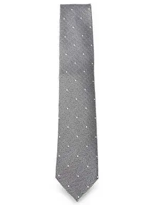 TOM FORD TOM FORD Polka-Dot And Herringbone Pattern Silk Tie
