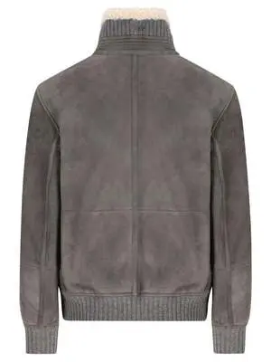 Brunello Cucinelli Leather Bomber Jacket With Sheep Lining