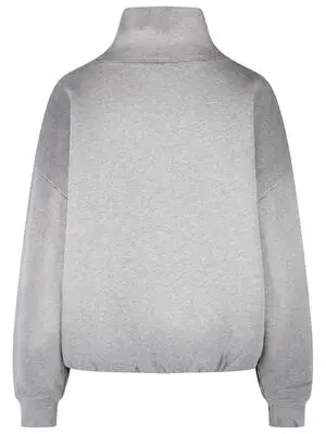 Acne Studios Cotton Sweatshirt With Raised Neck And Logo Print - Gray