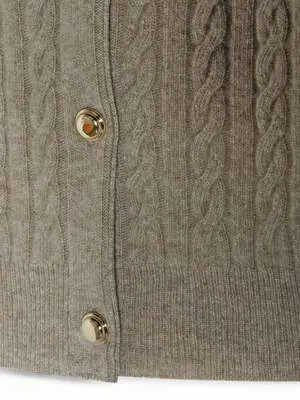 Miu Miu Denim-collar Cable-knit Cashmere Cardigan