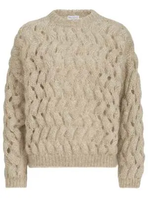 Brunello Cucinelli Maglia Dazzling Zigzag Cables In Mohair E Lana - Multicolor