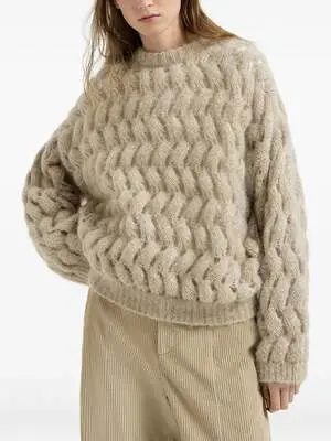Brunello Cucinelli Dazzling Zigzag Cables Mohair & Wool Pullover