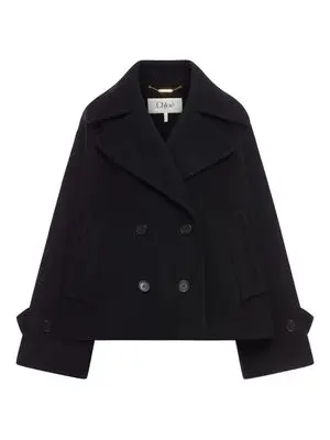 Chloé Oversized Wool Short Coat - Black
