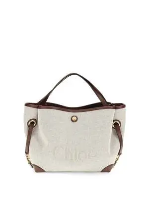 Chloé Small Clover Double Carry Bag In Canvas - Multicolor