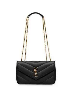 Saint Laurent Small Loulou Matelassé Lambskin Shoulder Bag - Black