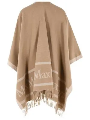 Max Mara Camel Jacquard Wool Poncho - Brown