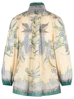 Zimmermann Indra Billow Cotton Blend Blouse - Cream