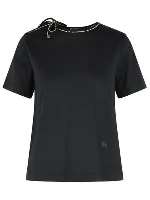 Burberry Frankie Bow Cotton T-shirt - Black