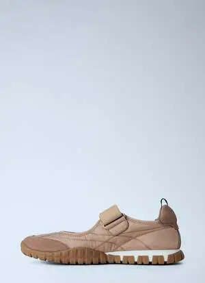 Miu Miu Tyre Technical Fabric And Suede Ballerinas - Cream
