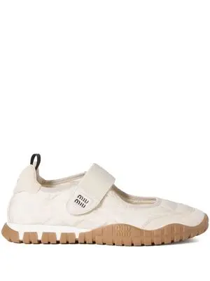 Miu Miu Tyre Technical Fabric And Suede Ballerinas - Multicolor