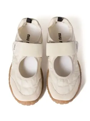 Miu Miu Tyre Technical Fabric And Suede Ballerinas