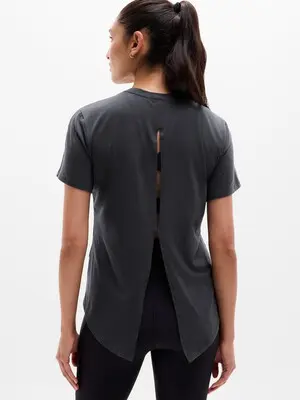 Athleta Trainknit Tee With Adjustable Tie-back Detail - Ash