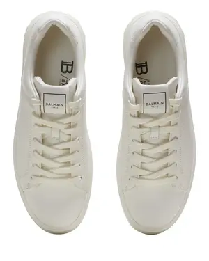 Balmain B-court Leather Lace-up Sneakers - White