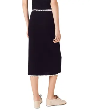 Maje Japal Crochet Trim Midi Skirt