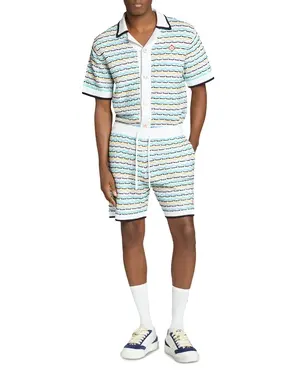 Casablanca Crochet Tuck Stitch Stripe Shorts