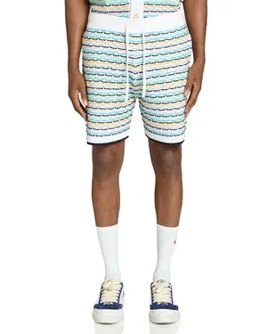 Casablanca Crochet Tuck Stitch Stripe Shorts