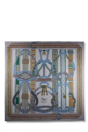 Hermès Multicolor 'fantaisie D'etriers' Cashmere Scarf - Grey