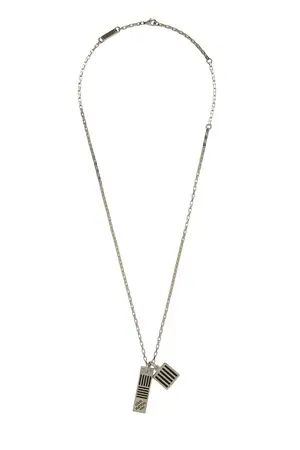 LOUIS VUITTON Silver Damier Necklace - Black