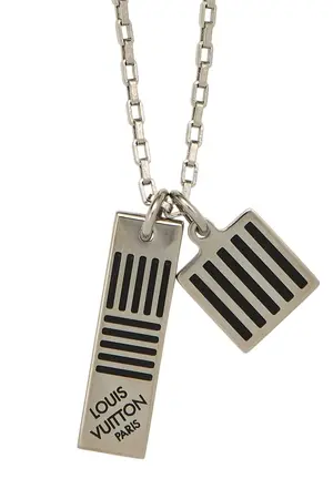 LOUIS VUITTON Silver Damier Necklace