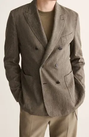 Mango Slim Fit Linen Blend Suit Jacket