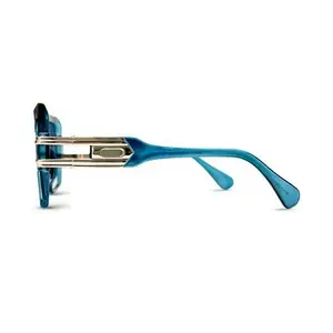 YOUZEY Sunbreak Square Frame Sunglasses With Gold Temple Accent - Blue