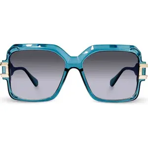 YOUZEY Sunbreak Square Frame Sunglasses With Gold Temple Accent - Blue