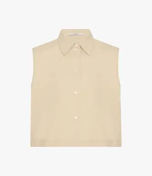 Another Tomorrow Sleeveless Cropped Shirt - Sand