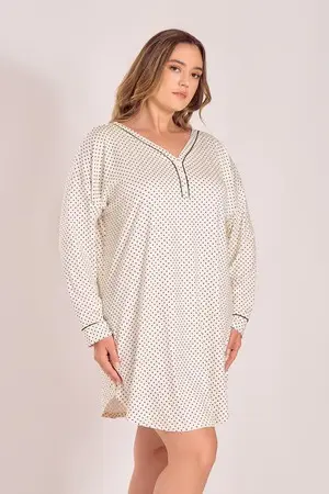 ICOLLECTION Microfiber Knit Sleep Shirt With Functional Buttons