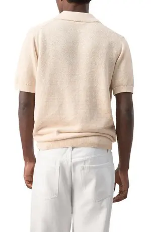 Mango Microstructure Cotton Blend Polo - Ecru
