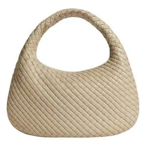 Bottega Veneta Woven Lambskin Top Handle Bag - Ecru