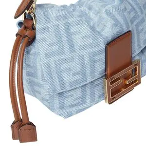 Fendi Mamma Baguette Small Denim Bag