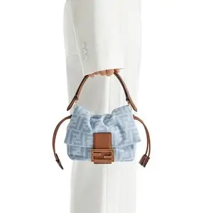 Fendi Mamma Baguette Small Denim Bag