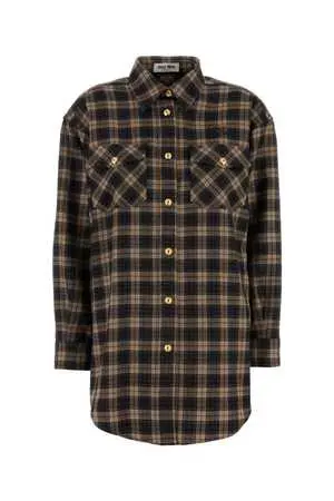Miu Miu Embroidered Oversize Wool Shirt - Multicolor