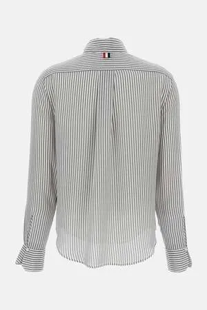 Thom Browne Striped Silk Detachable Collar Shirt