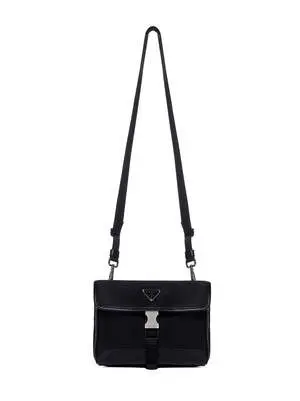 Prada Accessori Pelletteria Phone Holder In Black Re-nylon And Saffiano Leather - Multicolor