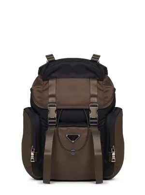 Prada Viaggio Black And Burnt Re-nylon Backpack - Multicolor