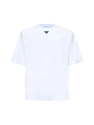 Prada Abbigliamento Oversized White Cotton Logo T-shirt - Multicolor