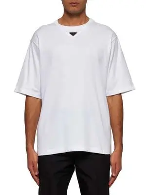 Prada Abbigliamento Oversized White Cotton Logo T-shirt