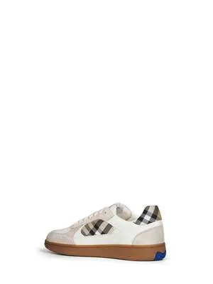 Burberry Dove Beige And Sand Beige Leather And Check Terrace Sneakers