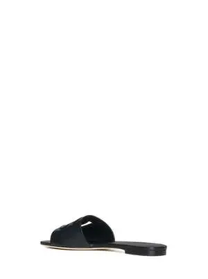 Dolce & Gabbana Calfskin Slides With Dg Millennials Logo - Multicolor